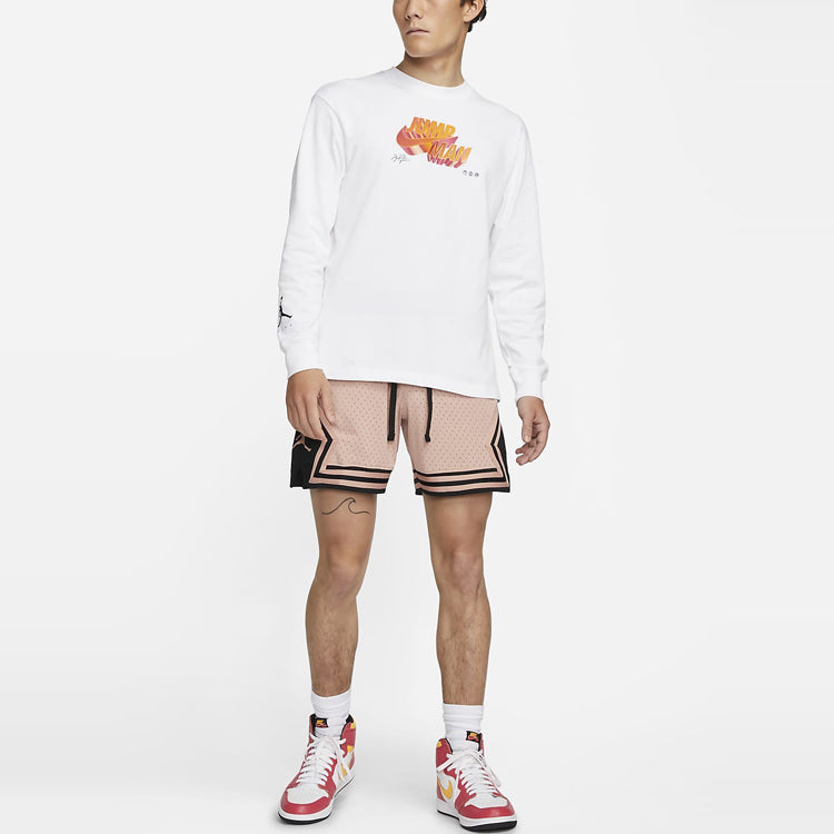 JORDAN men's air jordan casual sports breathable long sleeves white t-shirt